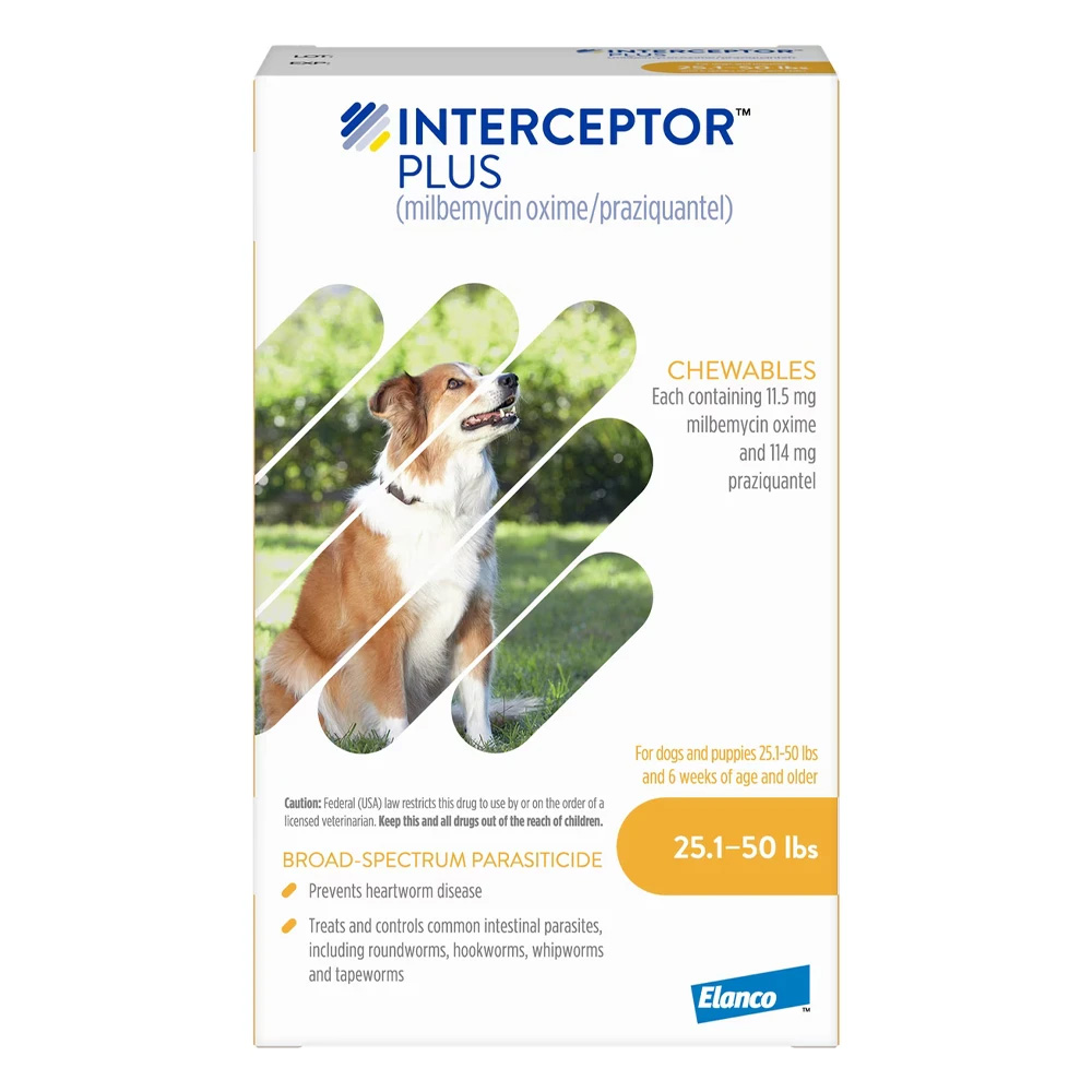 Buy Interceptor Plus Chew (Interceptor Spectrum) For Dogs 25.1 - 50lbs ...